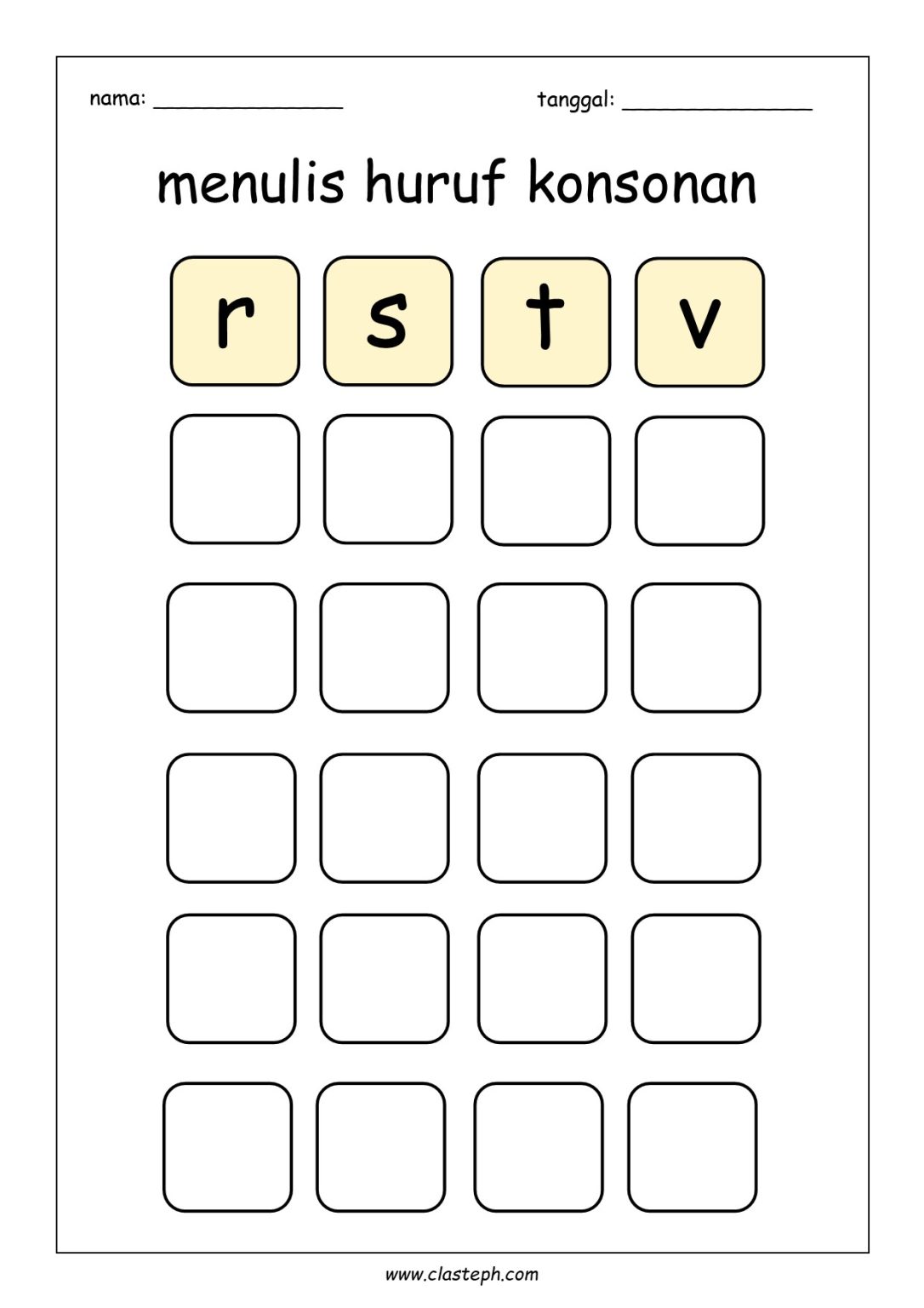 100+ Worksheet Latihan Baca-Tulis Anak – Clasteph