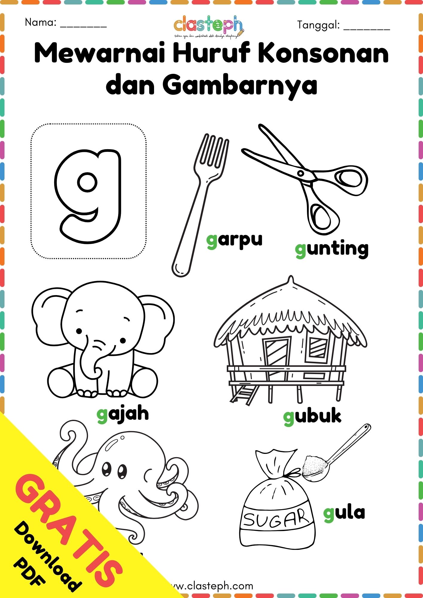 Worksheet Membaca Huruf Konsonan – Clasteph