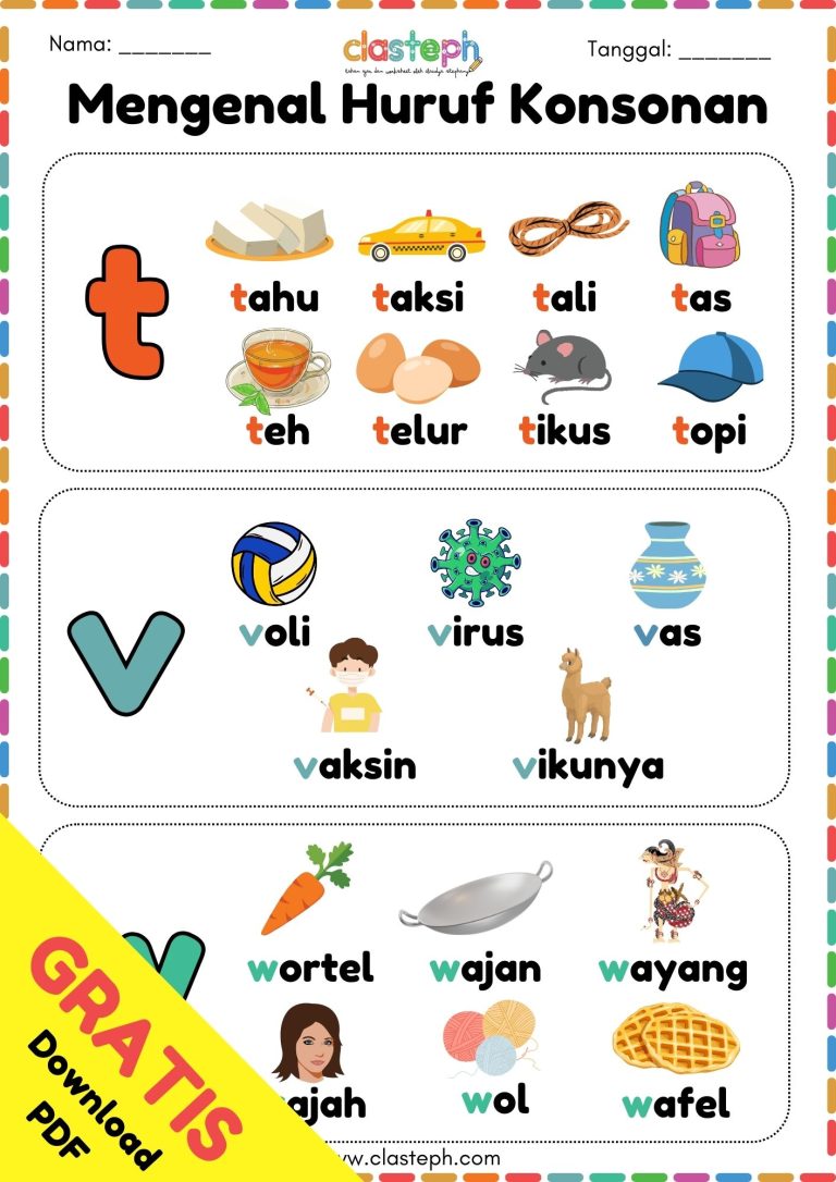 Worksheet Membaca Huruf Konsonan – Clasteph
