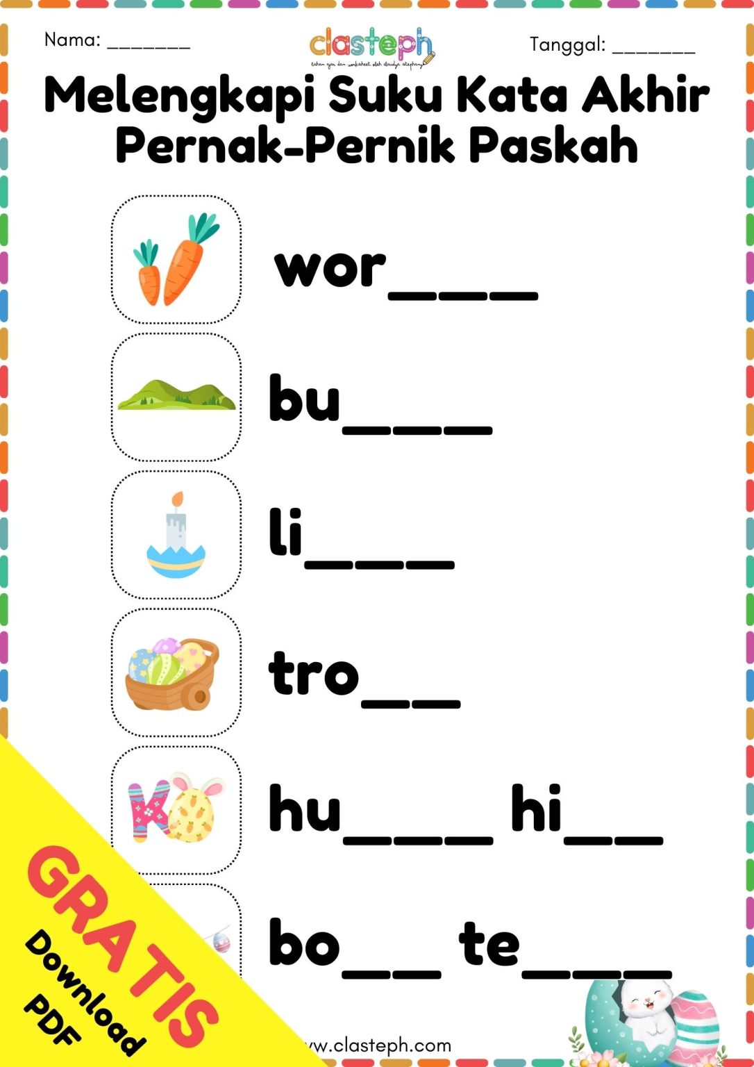Worksheet Calistung Spesial Paskah – Clasteph